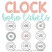 BOHO Clock Labels - Etsy