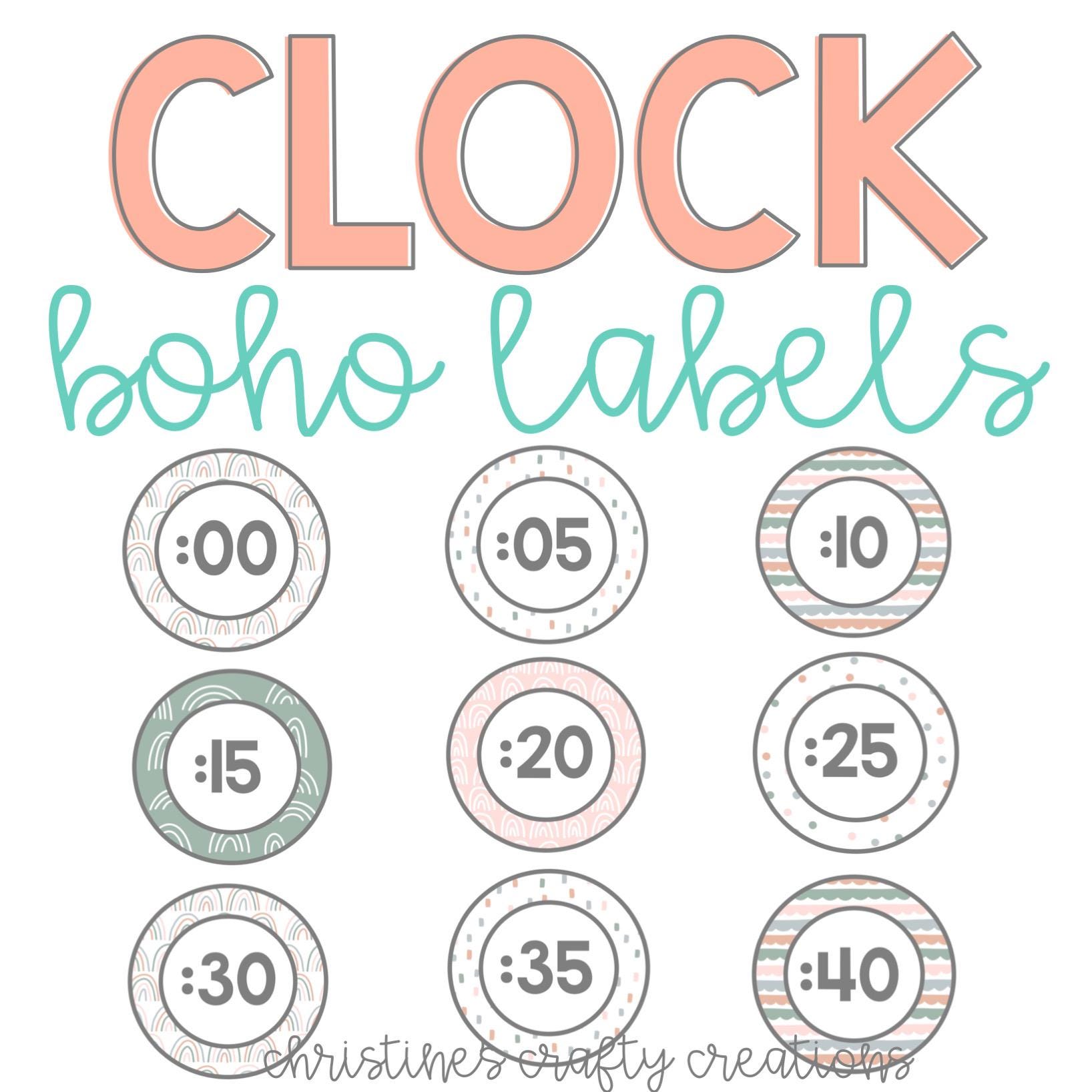 BOHO Clock Labels - Etsy