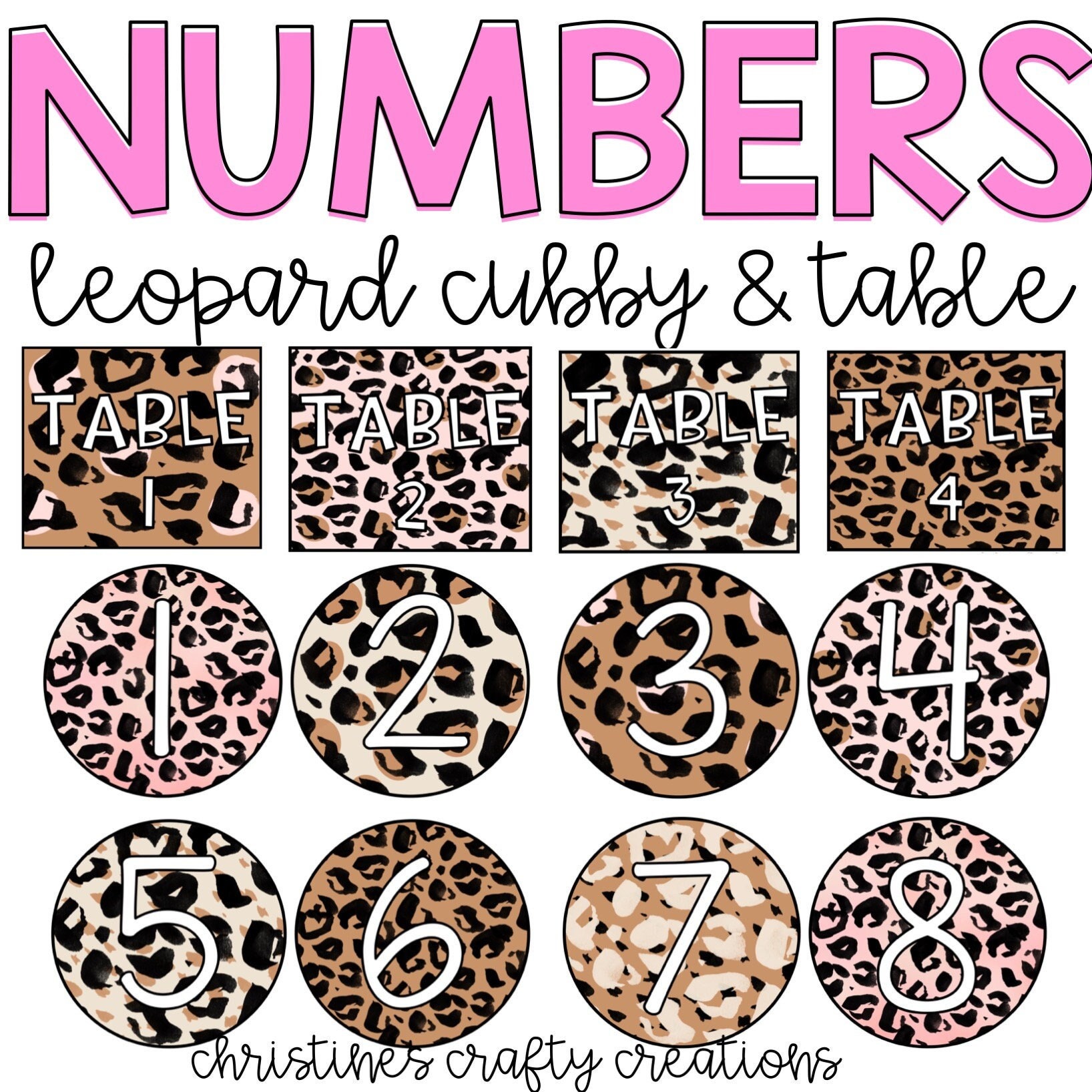 Leopard Table and Cubby Numbers - Etsy