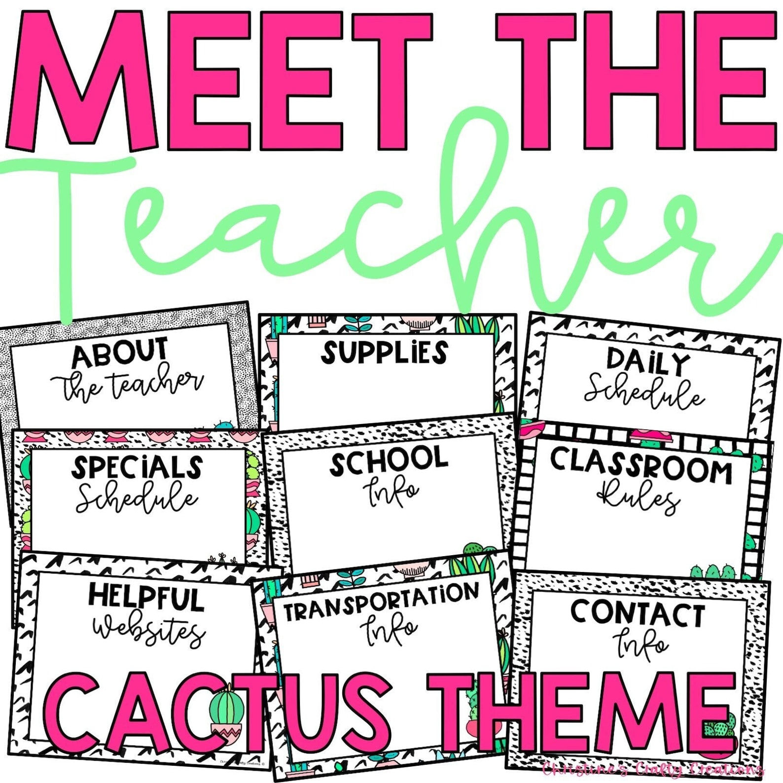 Meet the Teacher Powerpoint L Editable Cactus Theme - Etsy