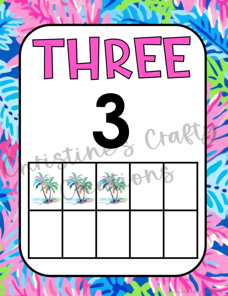 Preppy and Tropical Number Posters 0-20 - Etsy