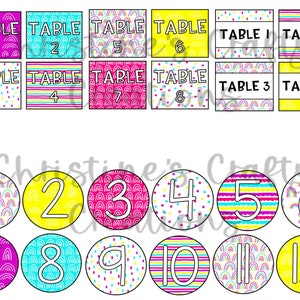 Bright Rainbow Boho Table and Cubby Numbers - Etsy