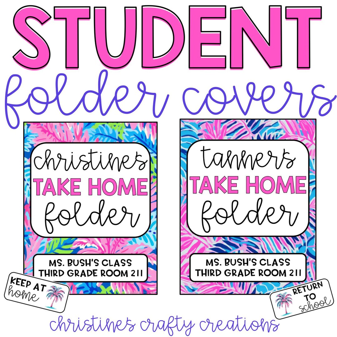 Preppy and Tropical Folder Covers L Editable - Etsy