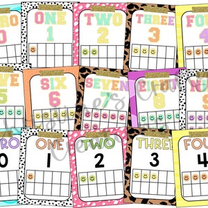 Groovy Leopard and Dalmatian Number Posters 0-20 - Etsy