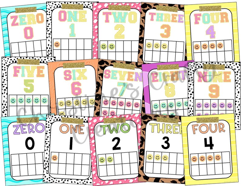 Groovy Leopard and Dalmatian Number Posters 0-20 - Etsy