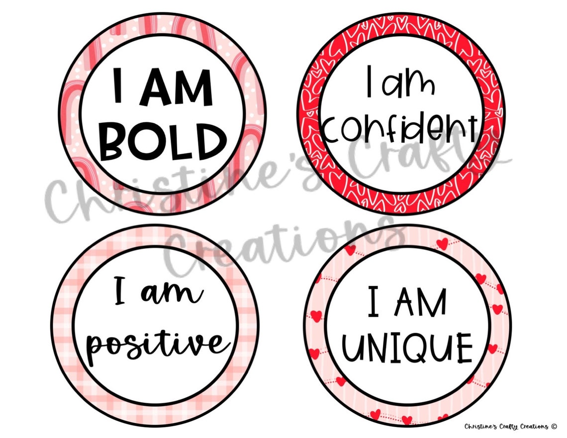 Valentine's Day Affirmation Circles L Affirmation Mirror - Etsy