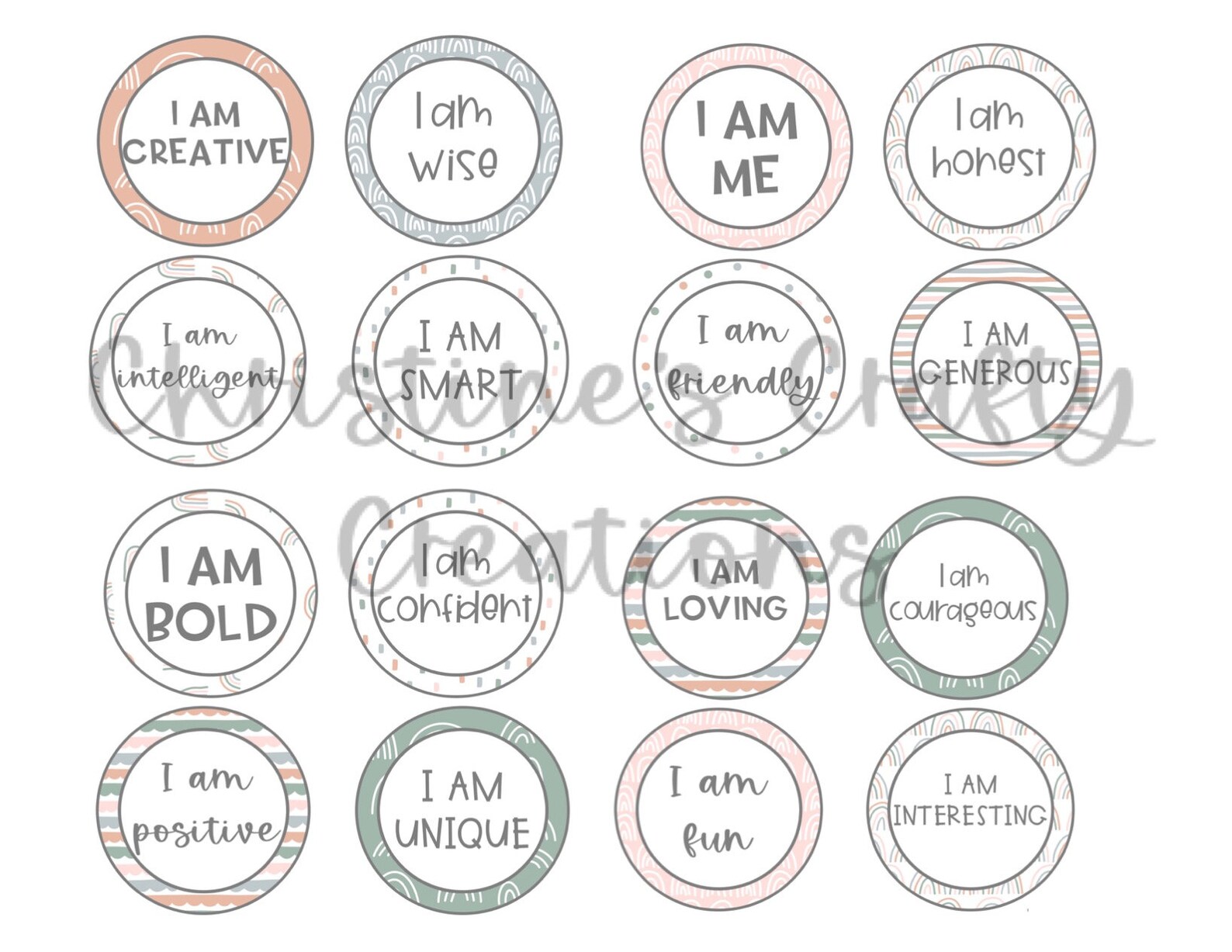BOHO Affirmation Circles L Affirmation Mirror - Etsy