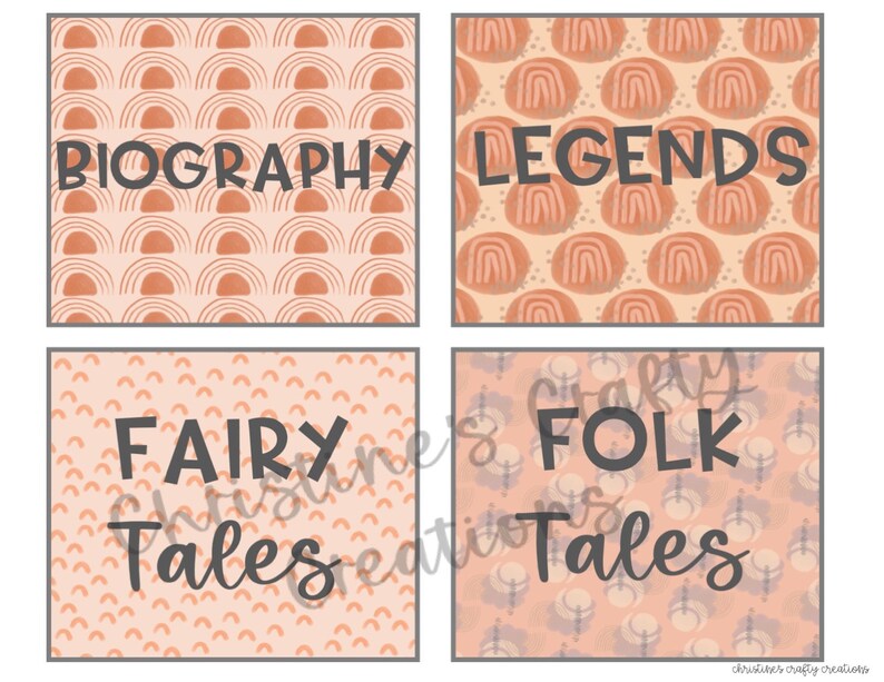 Rustic Boho Book Bin Labels L Editable - Etsy