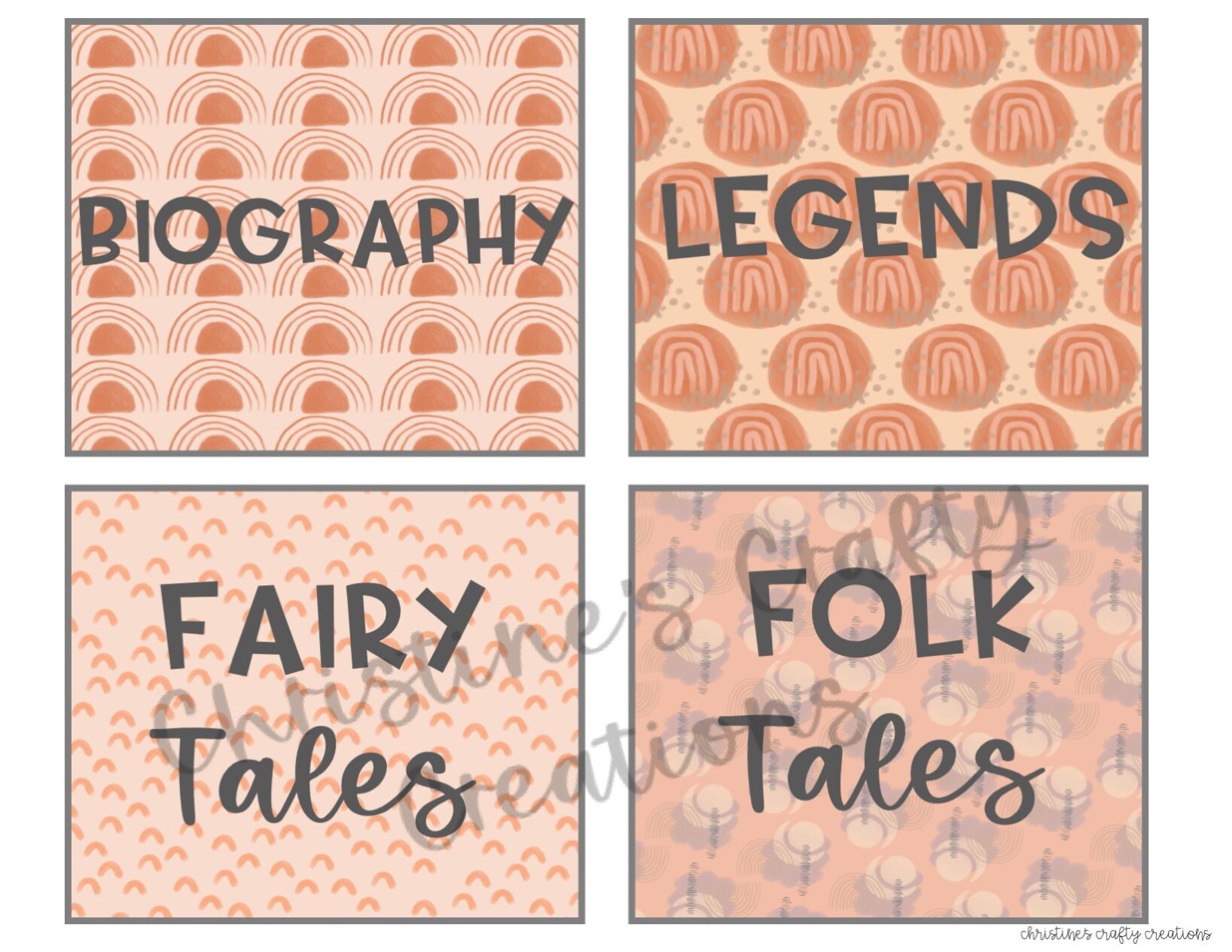 Rustic Boho Book Bin Labels L Editable - Etsy