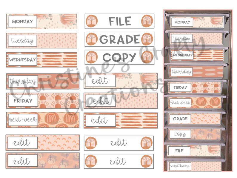 Rustic Boho 10 Drawer Labels L Editable - Etsy