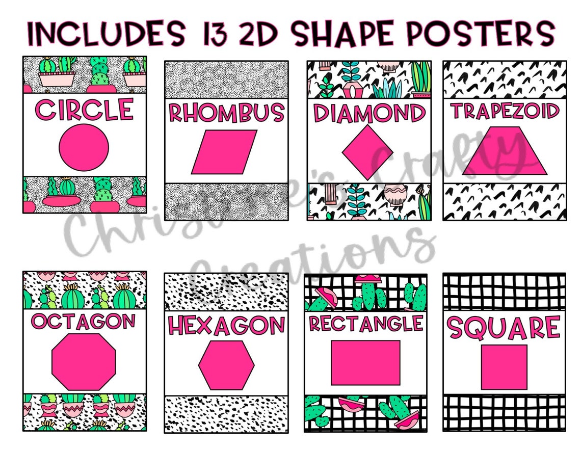 Cactus 2D Shape Posters - Etsy