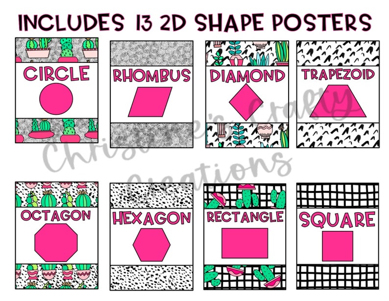 Cactus 2D Shape Posters - Etsy