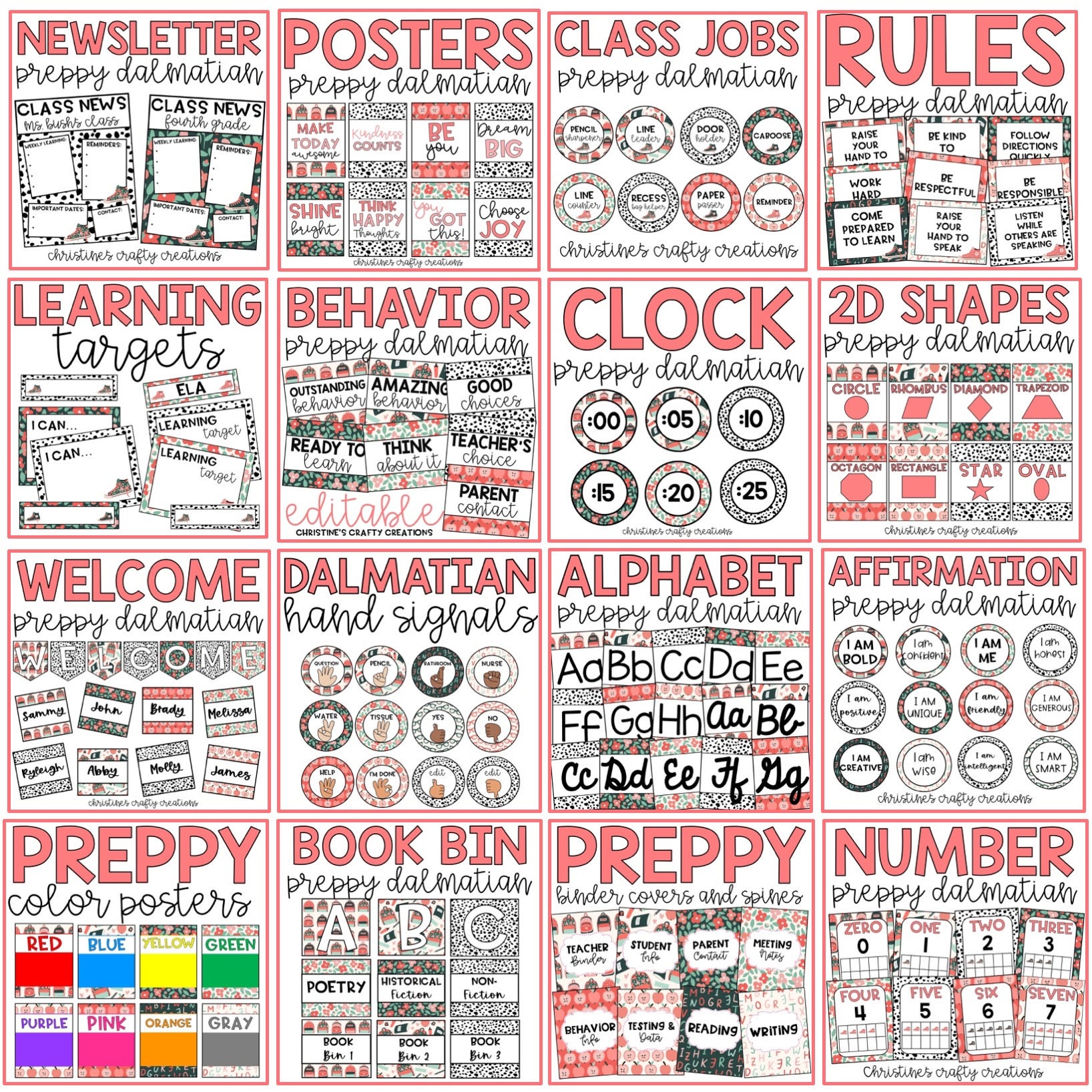 Preppy Dalmatian Classroom Decor Mega Bundle - Etsy
