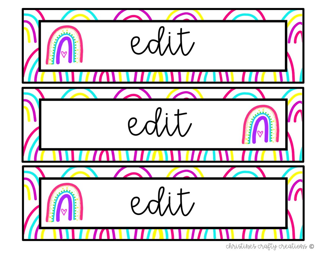 Bright Rainbow Boho Drawer Labels L Editable - Etsy