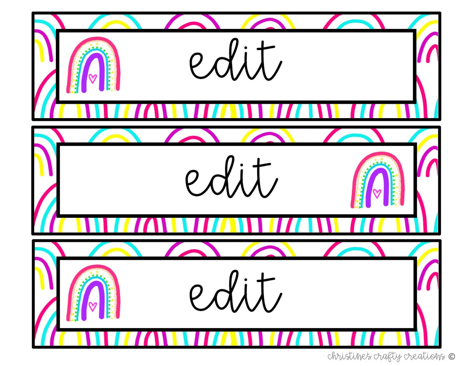 Bright Rainbow Boho Drawer Labels L Editable - Etsy