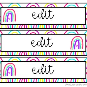 Bright Rainbow Boho Drawer Labels L Editable - Etsy