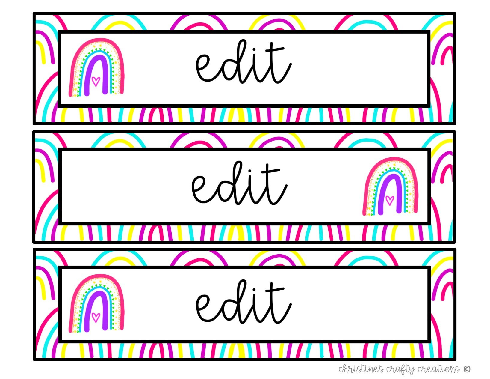 Bright Rainbow Boho Drawer Labels L Editable - Etsy