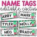Cactus Name Tags L Editable - Etsy