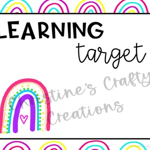 Bright Rainbow Boho Learning Targets Posters L Editable - Etsy