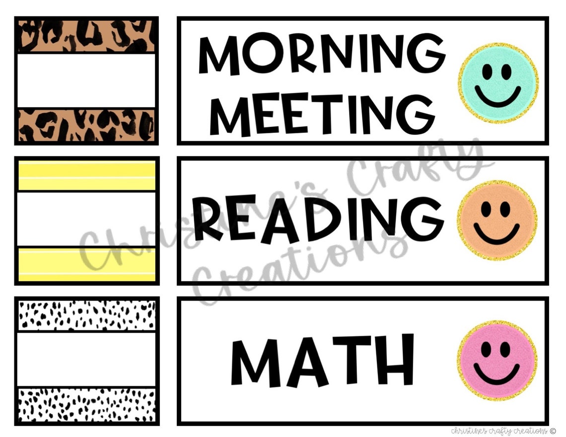 Groovy Leopard and Dalmatian Daily Schedule L Editable - Etsy