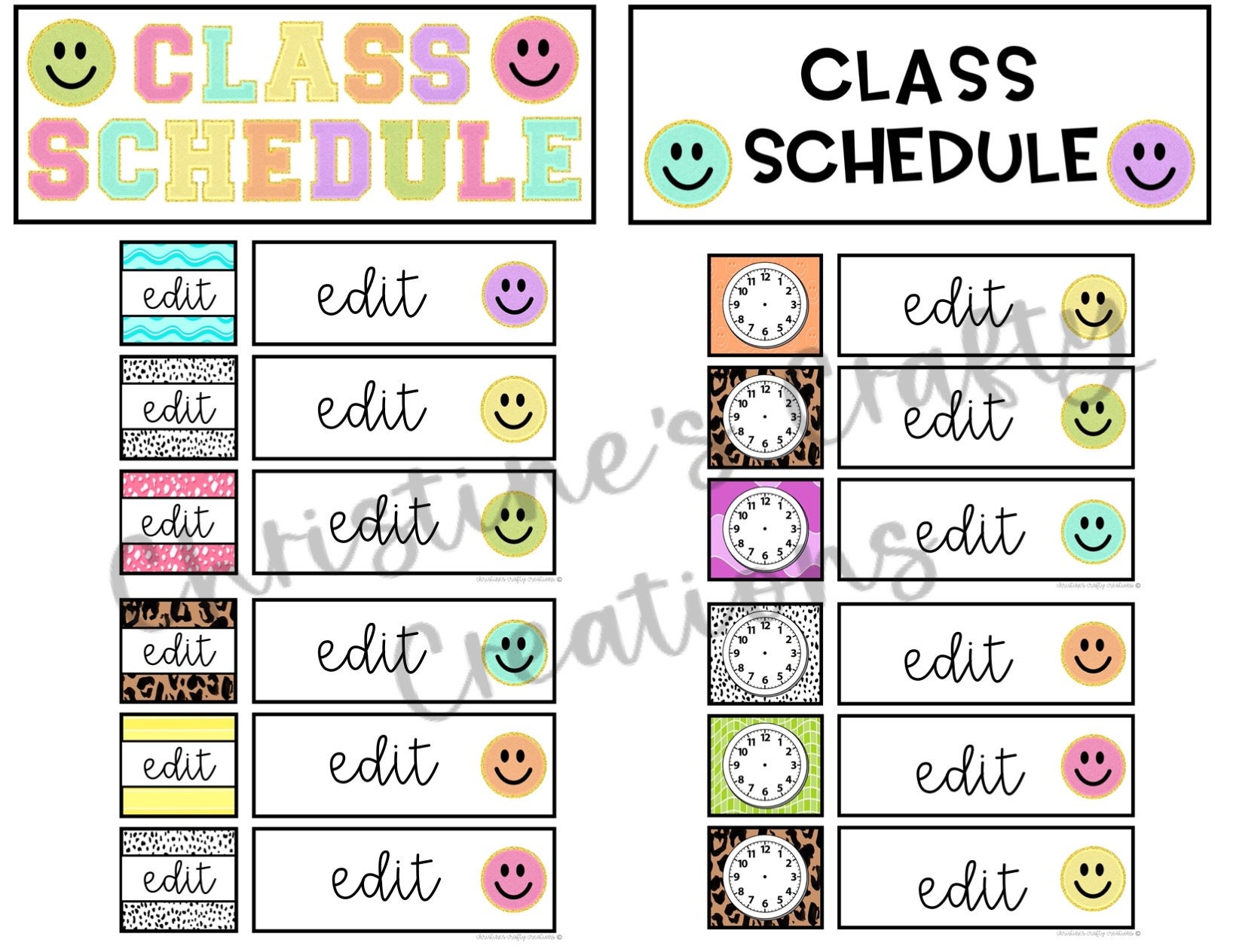 Groovy Leopard and Dalmatian Daily Schedule L Editable - Etsy