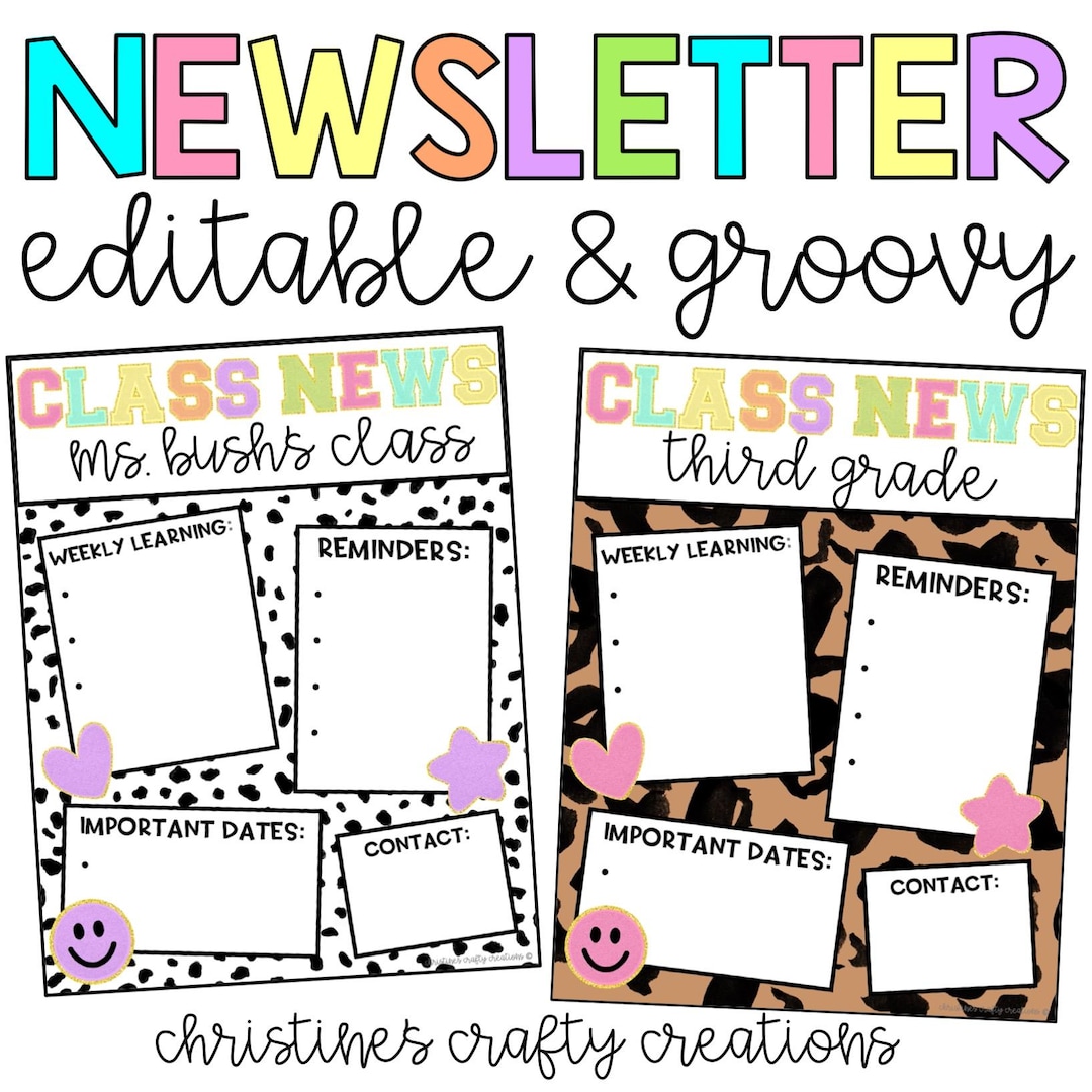 Groovy Leopard and Dalmatian Newsletter Templates L Editable - Etsy