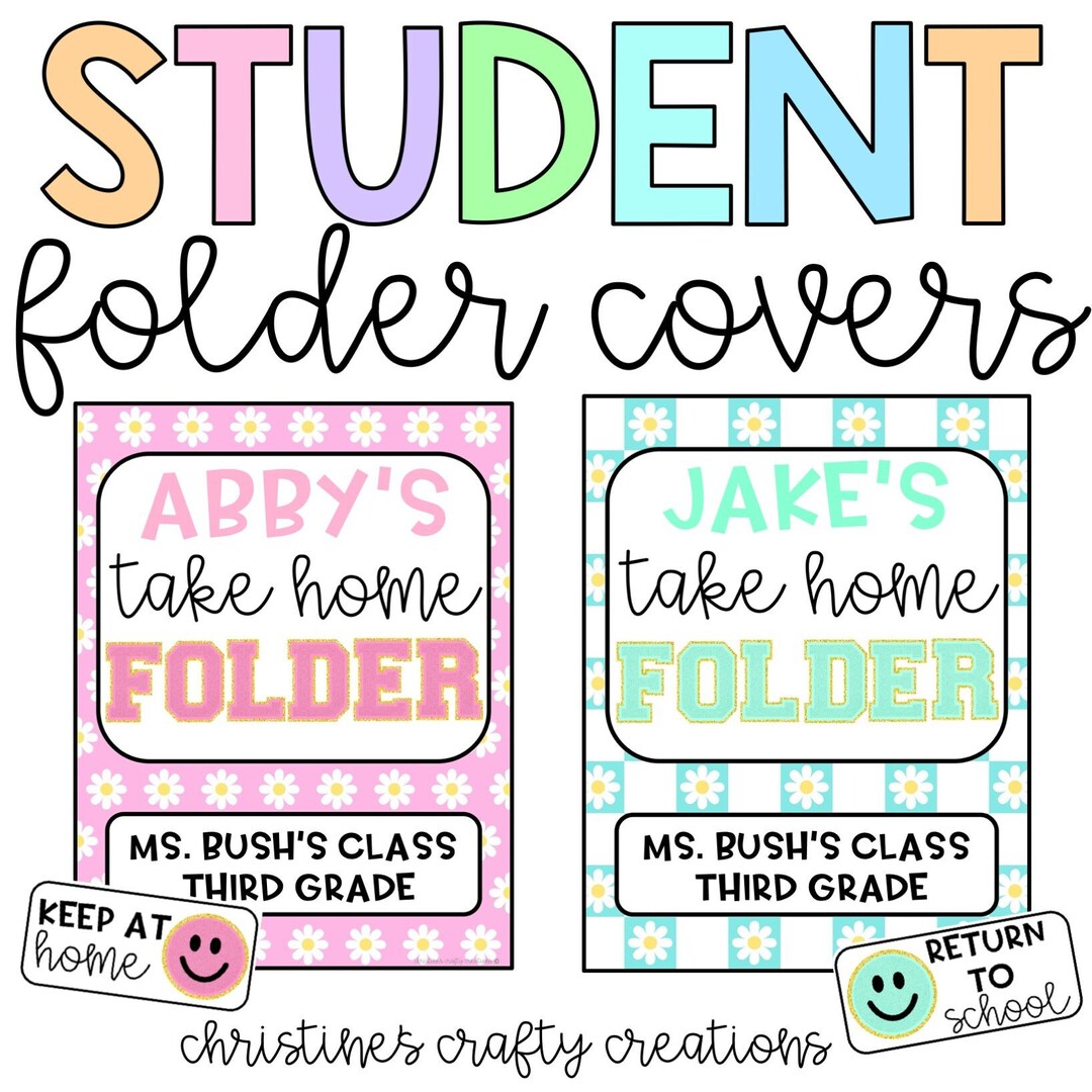 Retro Daisy Folder Covers L Editable - Etsy