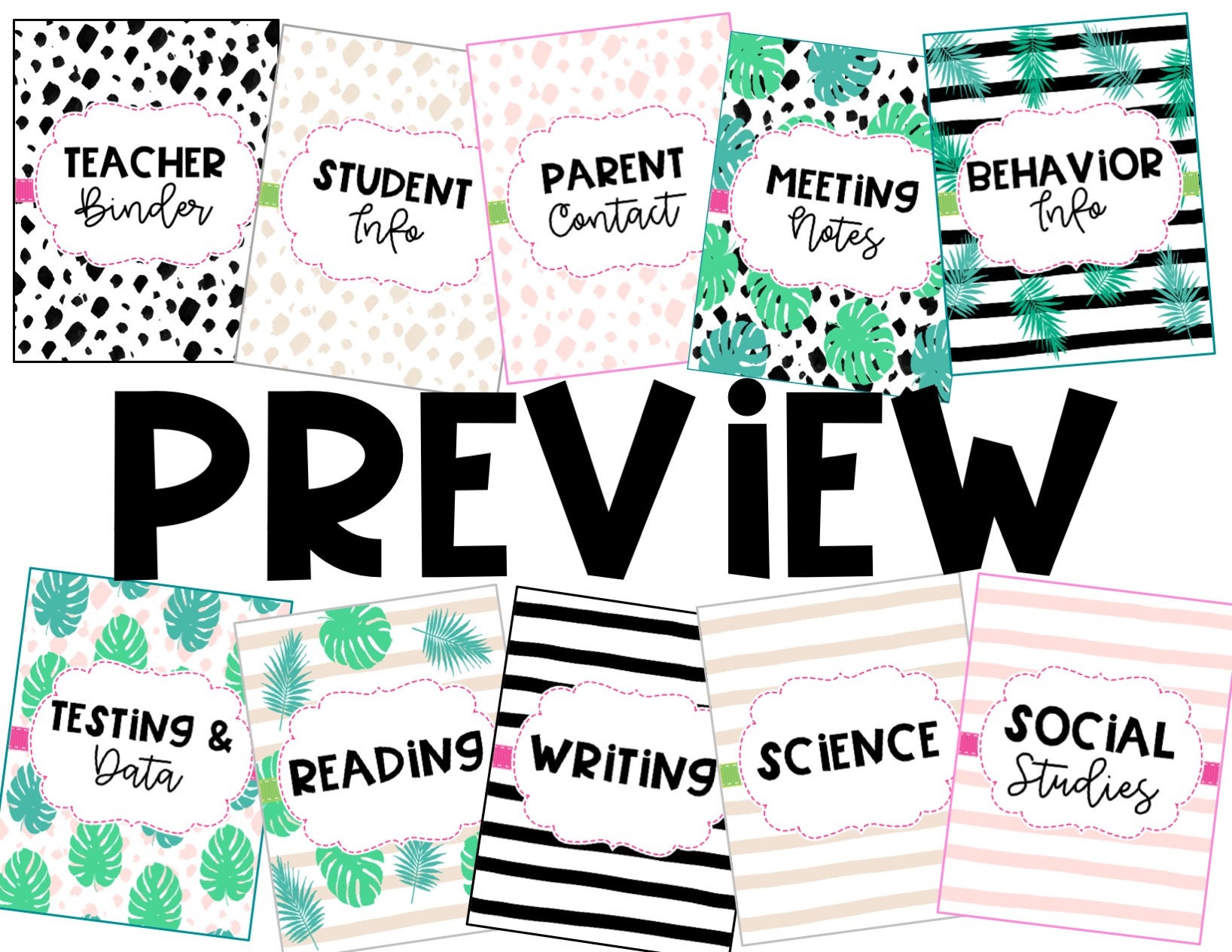 Leaves Binder Covers and Spines L Editable - Etsy