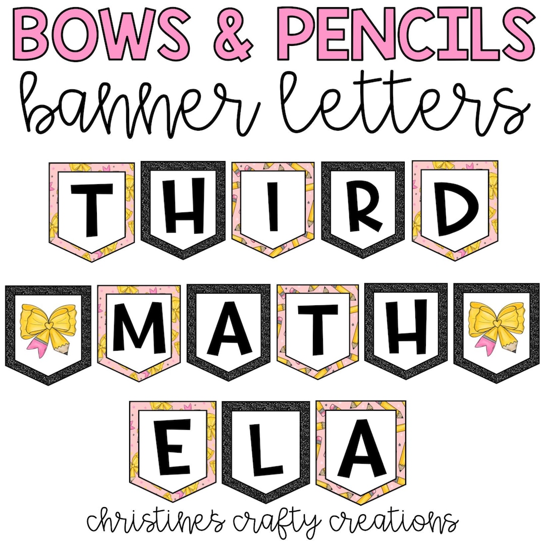 Coquette Bows and Pencils Banner Sign Letters - Etsy