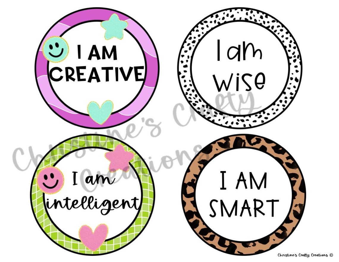 Groovy Leopard and Dalmatian Affirmation Circles L Affirmation Mirror ...