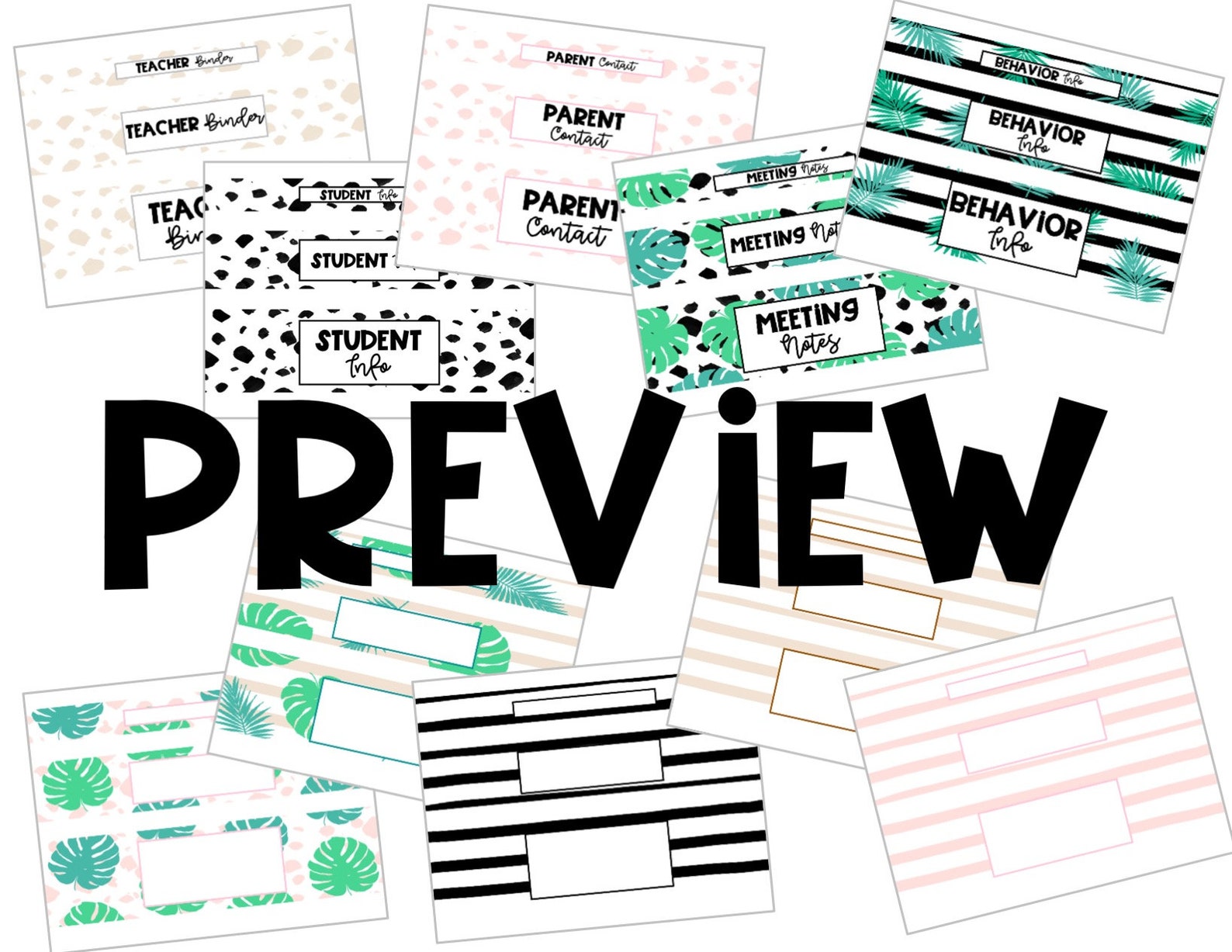 Leaves Binder Covers and Spines L Editable - Etsy