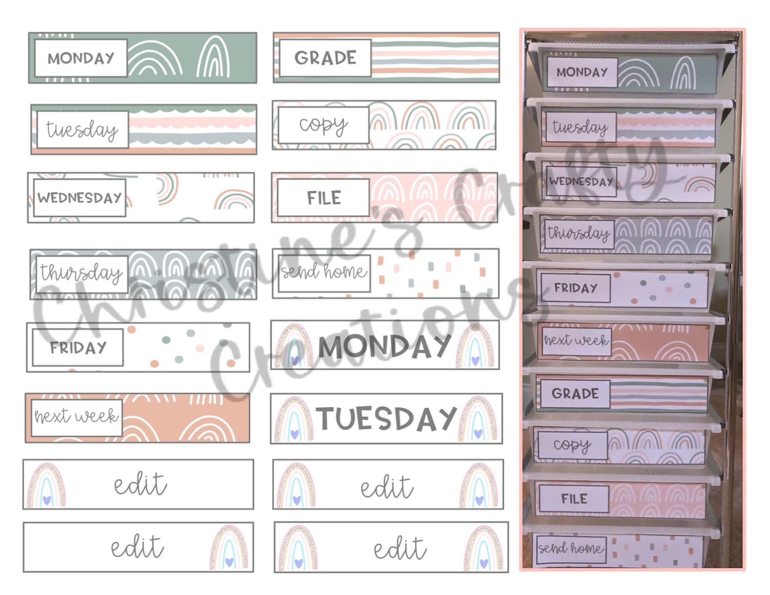 BOHO 10 Drawer Labels L Editable - Etsy