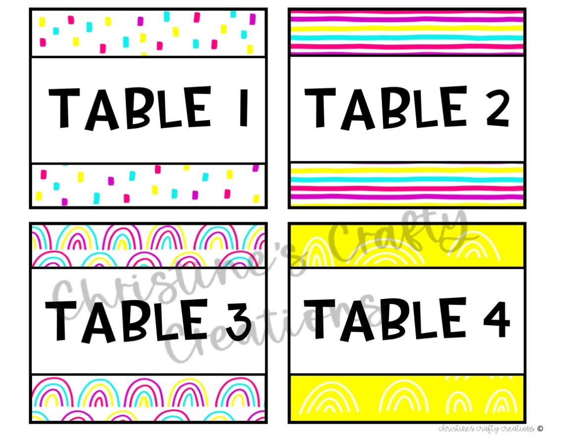 Bright Rainbow Boho Table and Cubby Numbers - Etsy