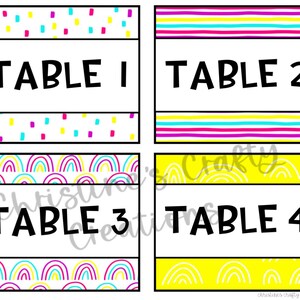 Bright Rainbow Boho Table and Cubby Numbers - Etsy