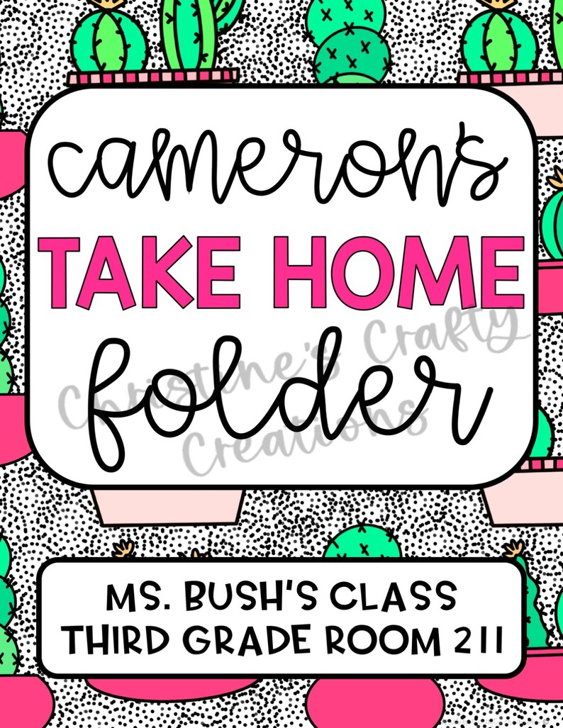 Cactus Student Folder Covers L Editable - Etsy