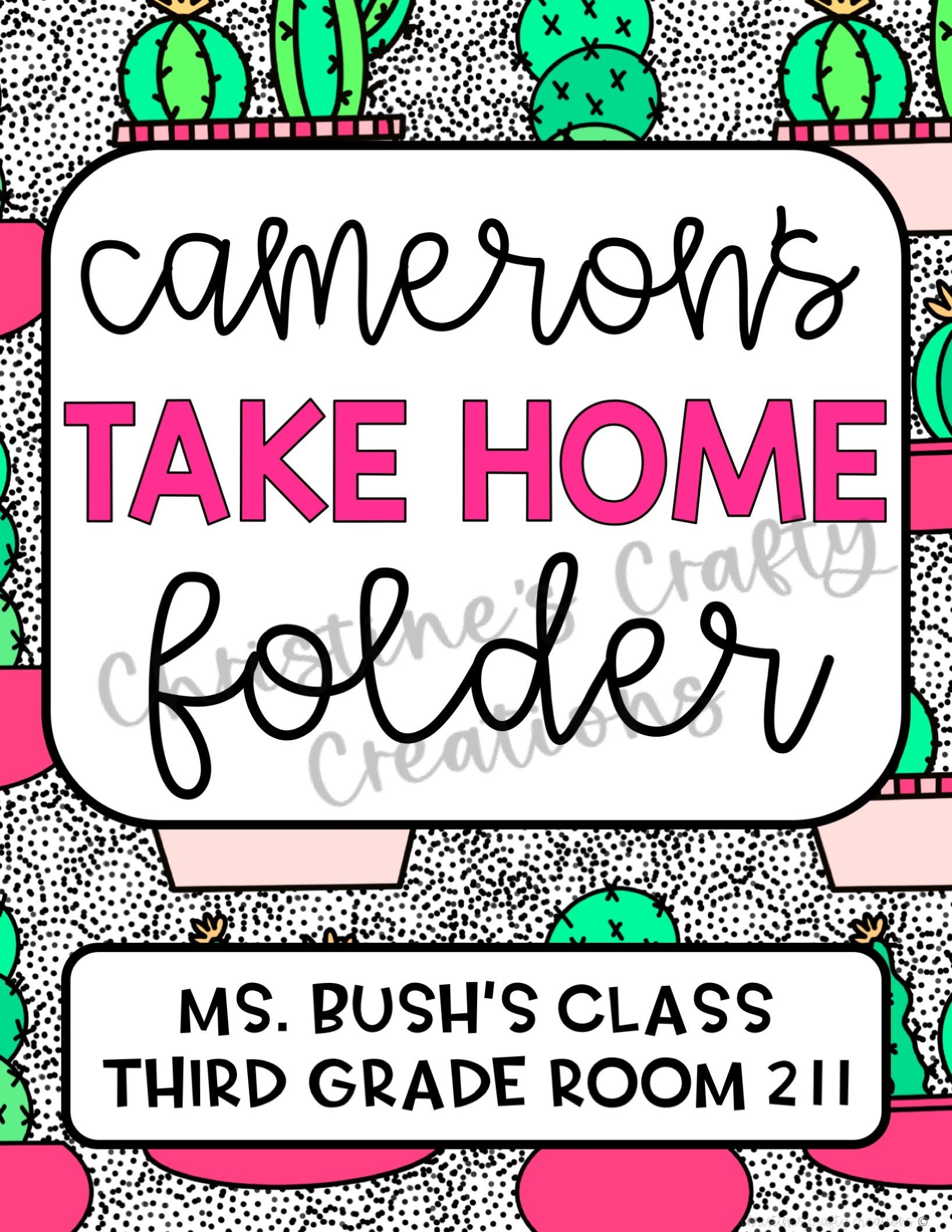 Cactus Student Folder Covers L Editable - Etsy