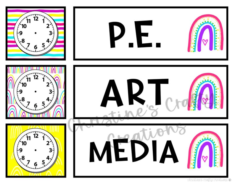 Bright Rainbow Boho Schedule L Editable - Etsy