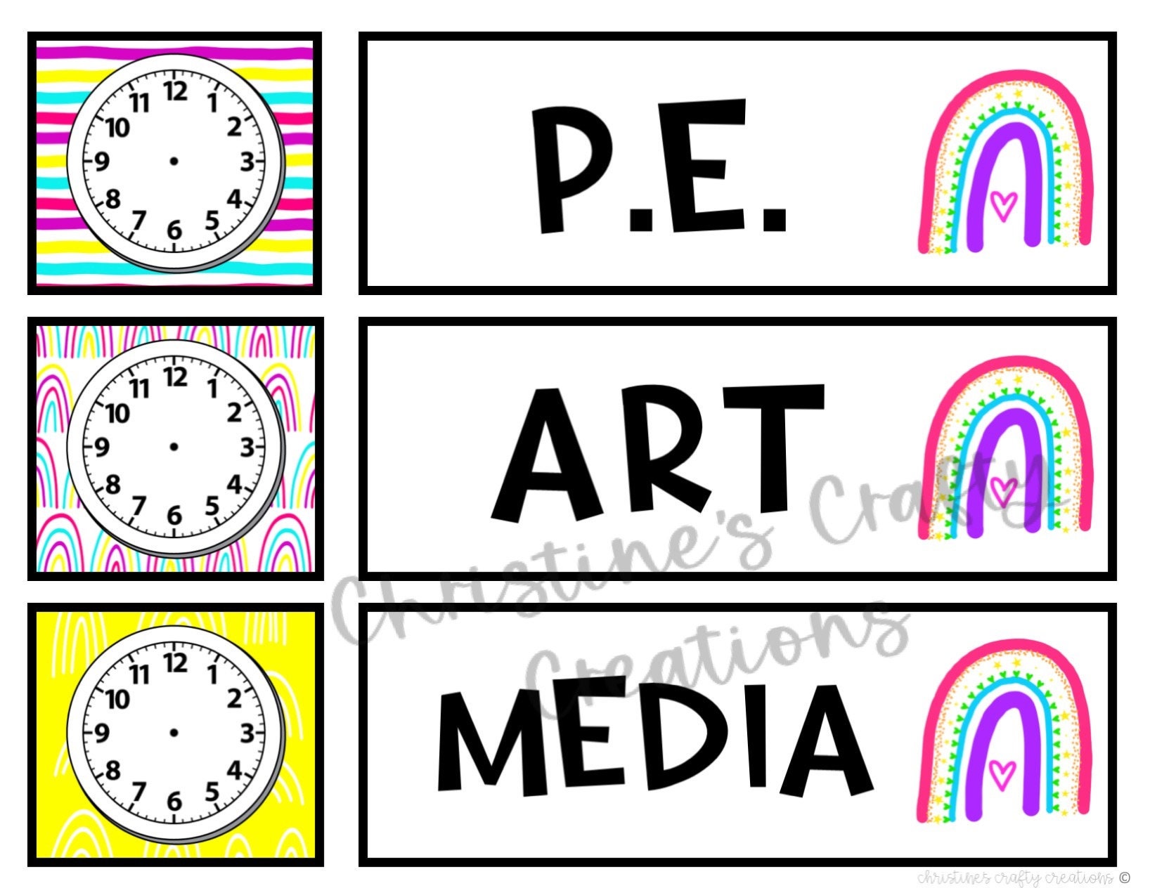 Bright Rainbow Boho Schedule L Editable - Etsy