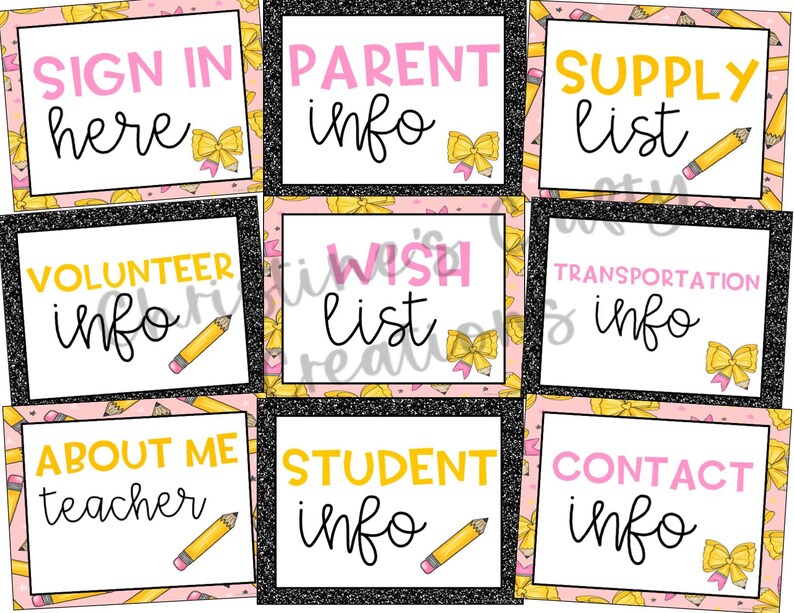 Coquette Bows and Pencils Meet the Teacher Packet L Editable Materials ...