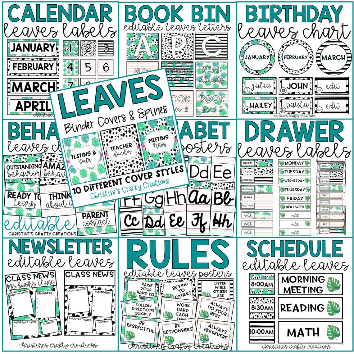 Tropical Leaves Classroom Decor Bundle - Etsy