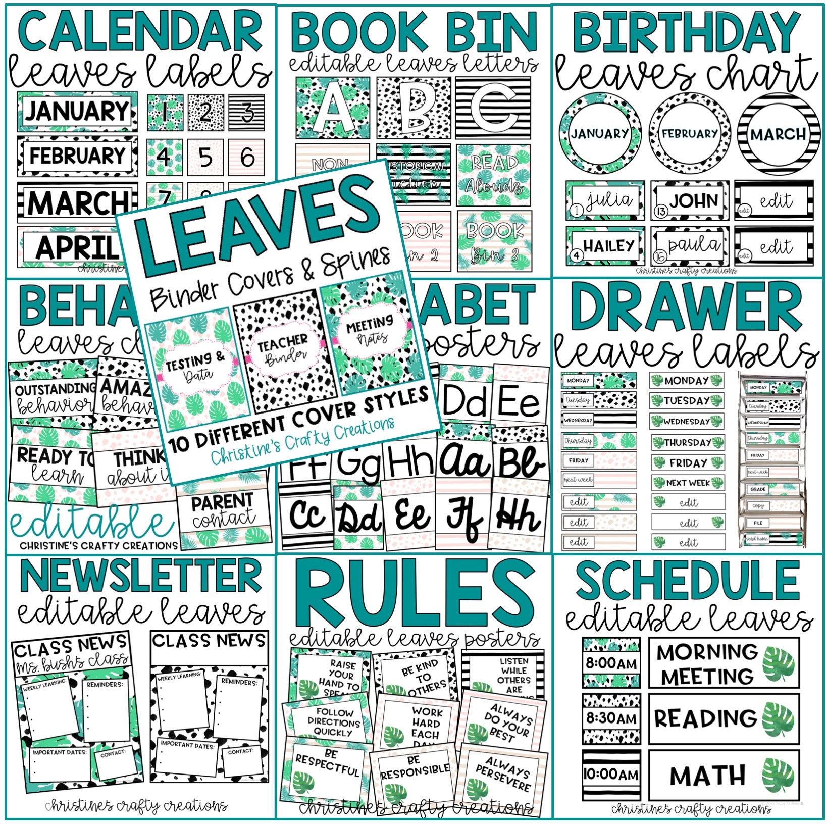 Tropical Leaves Classroom Decor Bundle - Etsy