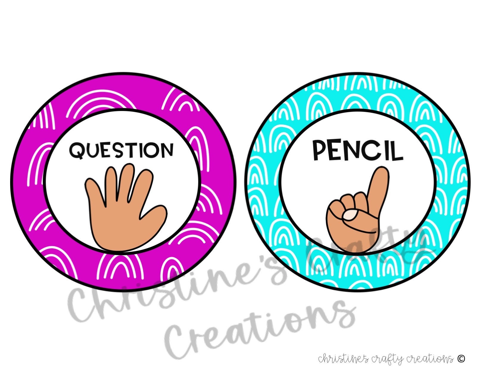 Bright Rainbow Boho Hand Signals L Multicultural and Editable - Etsy