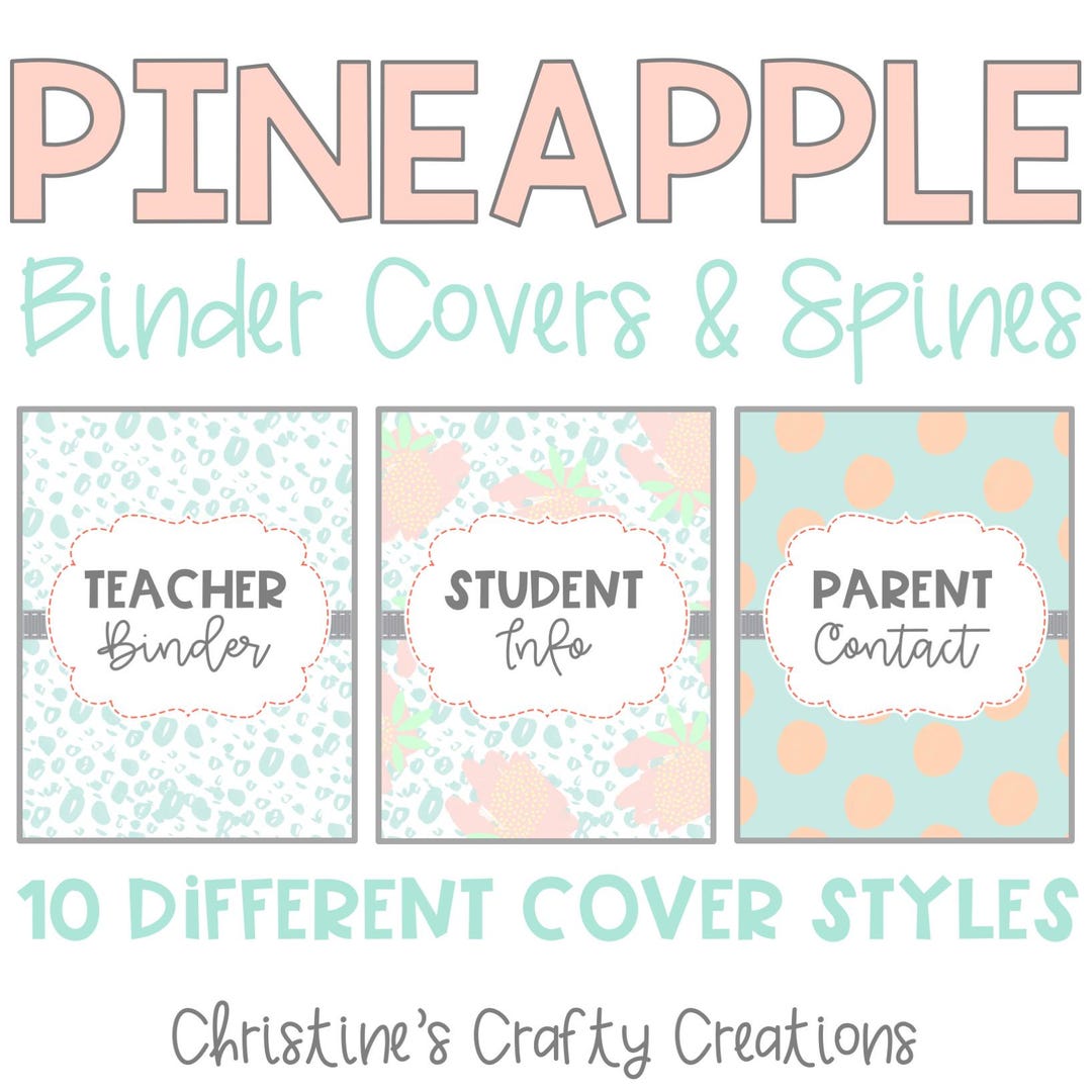 Pineapple Binder Covers and Spines L Editable - Etsy