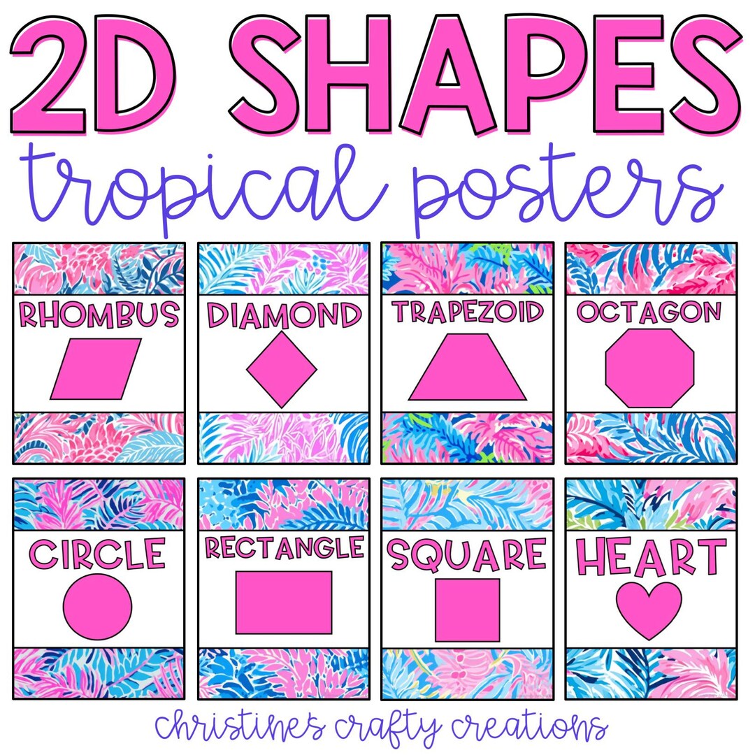 Preppy and Tropical 2D Shape Posters - Etsy