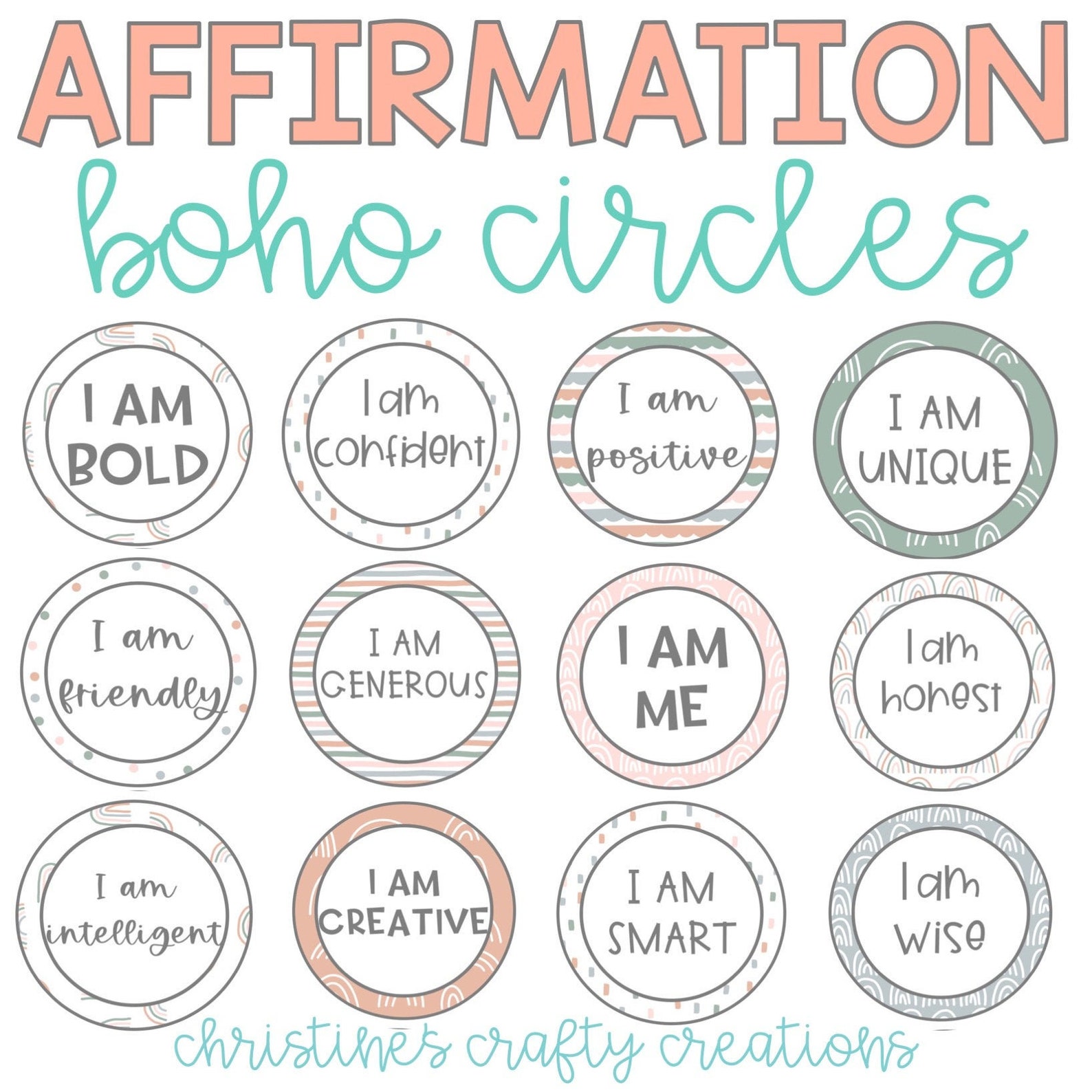 BOHO Affirmation Circles L Affirmation Mirror - Etsy Canada
