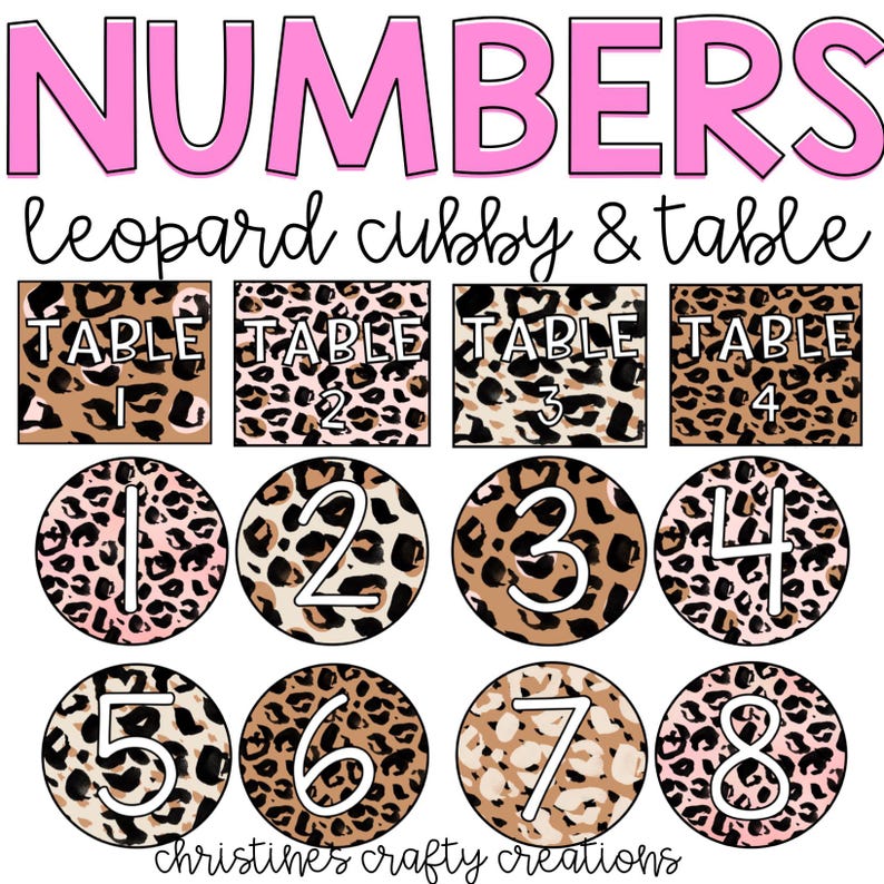 Leopard Table and Cubby Numbers - Etsy