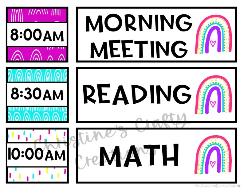 Bright Rainbow Boho Schedule L Editable - Etsy