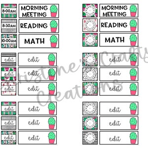 Cactus Daily Schedule L Editable - Etsy
