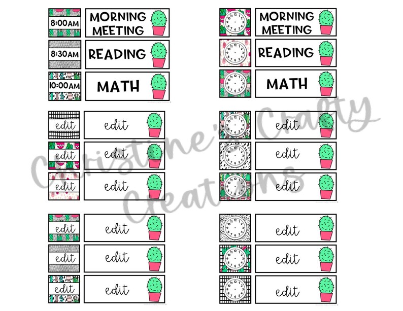 Cactus Daily Schedule L Editable - Etsy