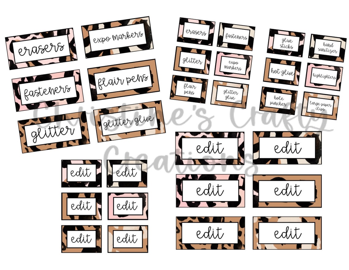 Leopard Teacher Toolbox Labels L Editable - Etsy